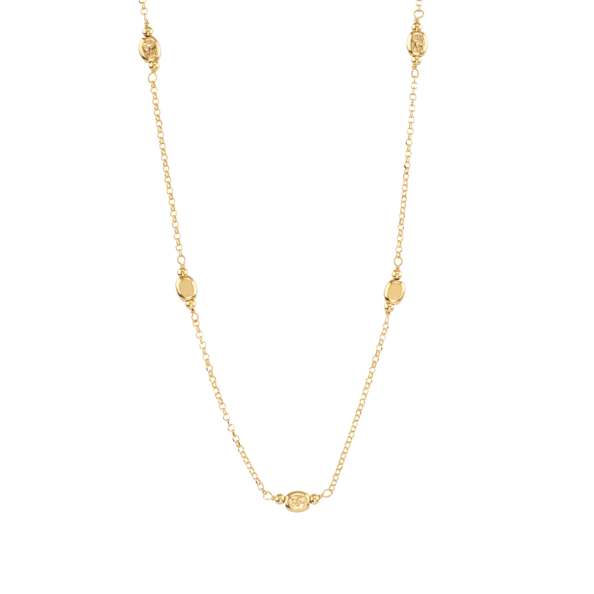 Hammered Nugget Station Necklace